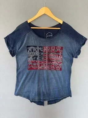 Lucky Brand | Tops | Lucky Brand Graphic Tee Womens Large Blue American ...